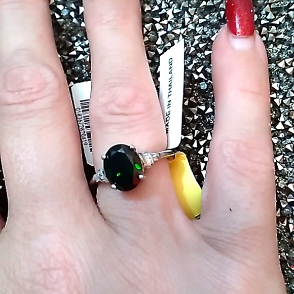 D'JOY | Jewelry | Russian Diopside Diamond Baguette White Silver Ring ...